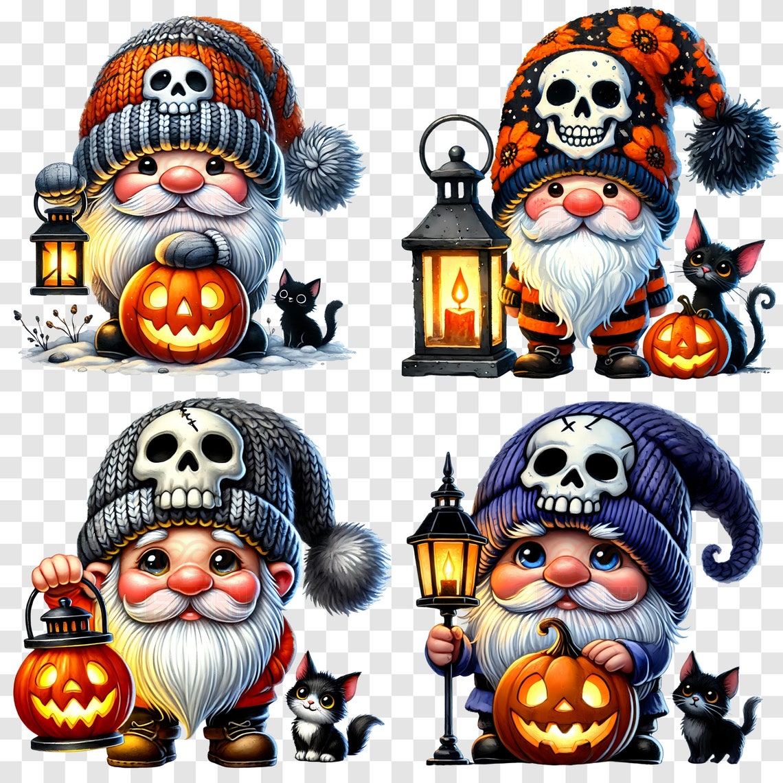 Watercolor Pumpkin Gnome Clipart,16 High Quality Pngs,cute Pumpkin ...