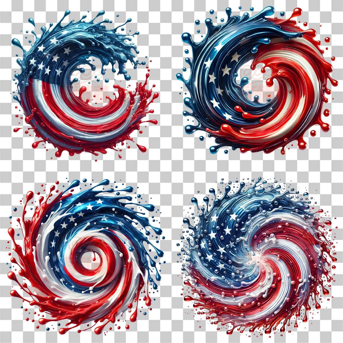 Watercolor Patriotic Wave Clipart,10 High Quality Pngs,water Splash ...