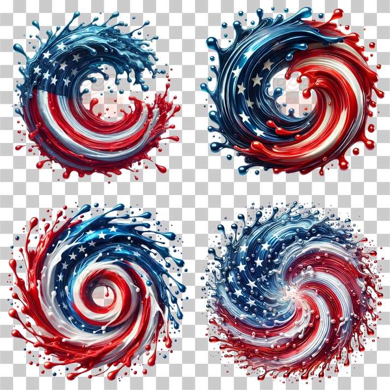 Watercolor Patriotic Wave Clipart,10 High Quality Pngs,water Splash ...