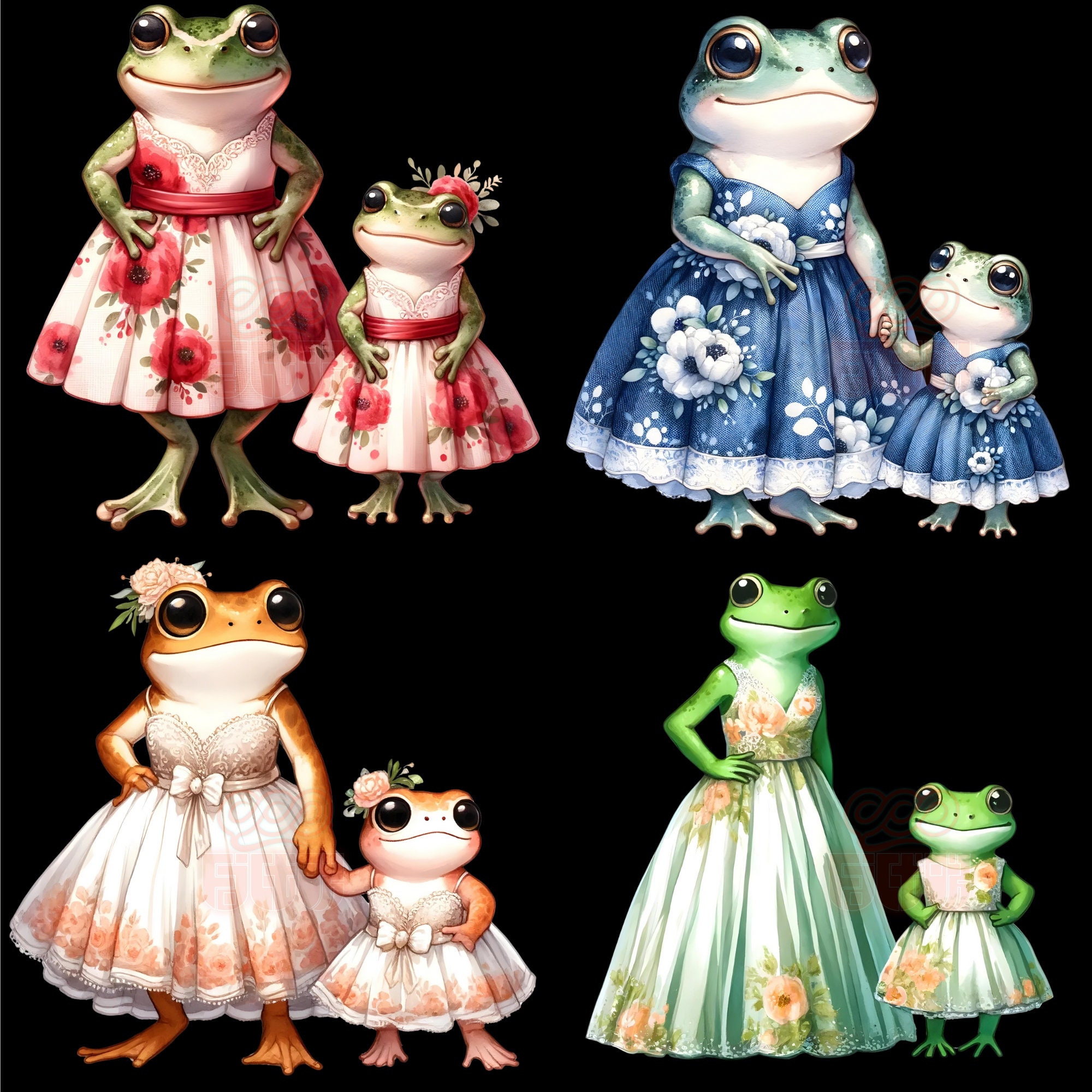 Watercolor Cute Frog Clipart,22 High Quality Pngs,cute Frog With Crown ...