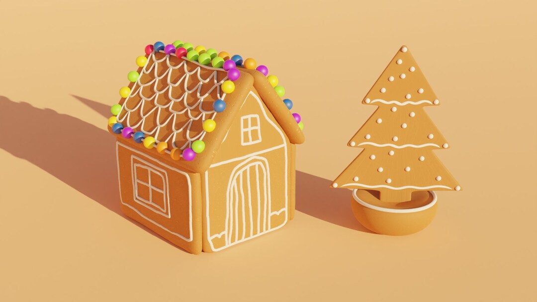 Gingerbread House 3D Model for 3D Print - Etsy