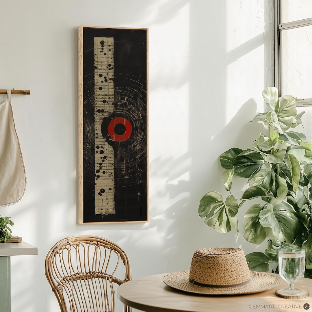 Vinyl Record Tall Wall Art | Abstract Musical Notes Canvas | Minimalist ...