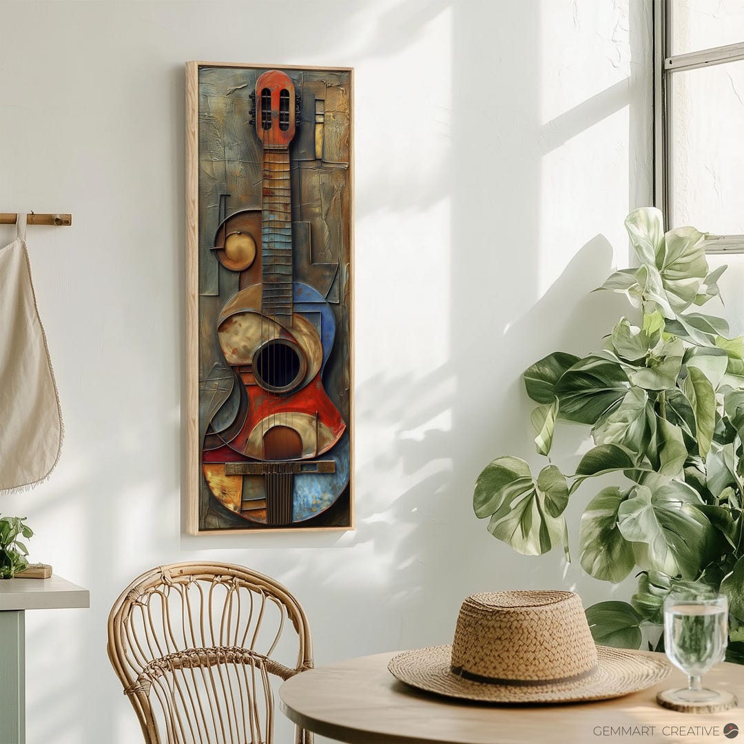 Abstract Guitar Extra Large Wall Art | Panoramic Canvas | Tall Vertical ...
