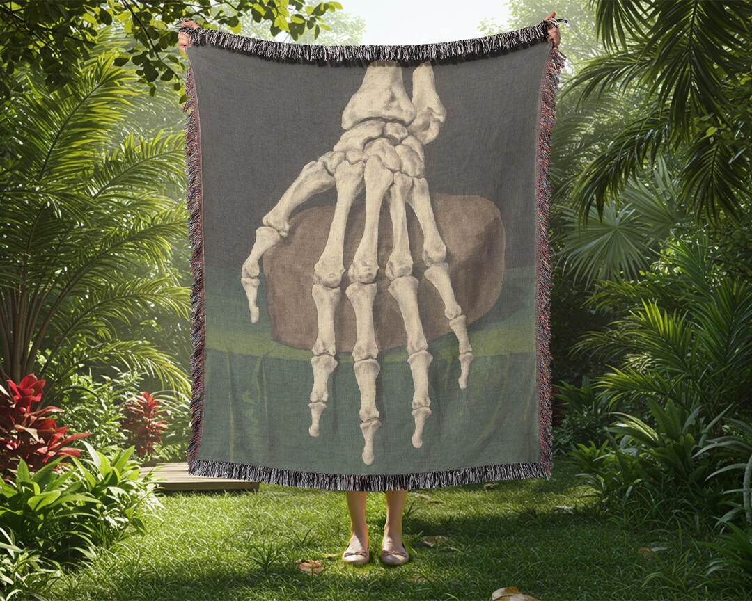 Hauntingly Vintage Skeletal Hand Wall Tapestry | Dark Anatomy Art in ...