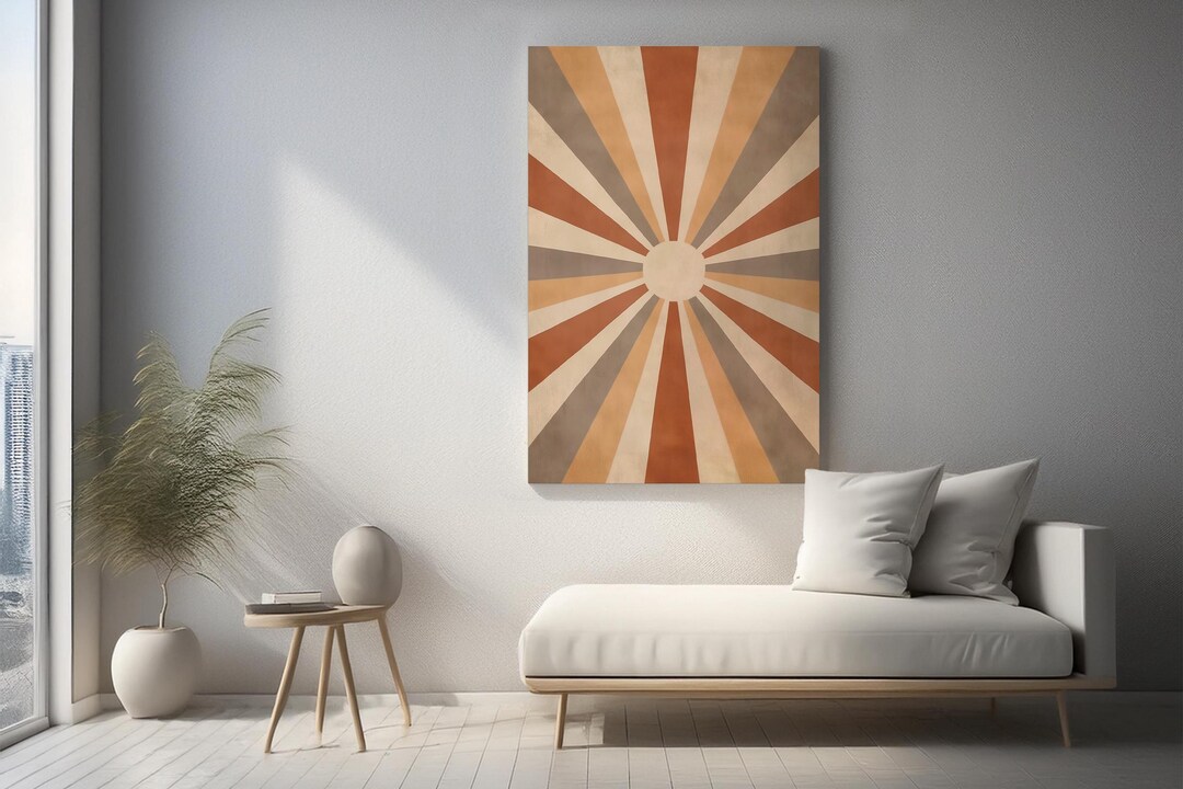 Retro Sunburst Wall Art | Vertical Sun Ready to Hang Canvas Print ...