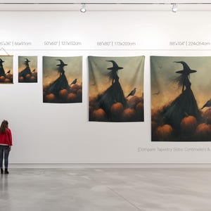 Witch and Pumpkin Field Wall Tapestry | Gothic Dark Fantasy Home Decor ...