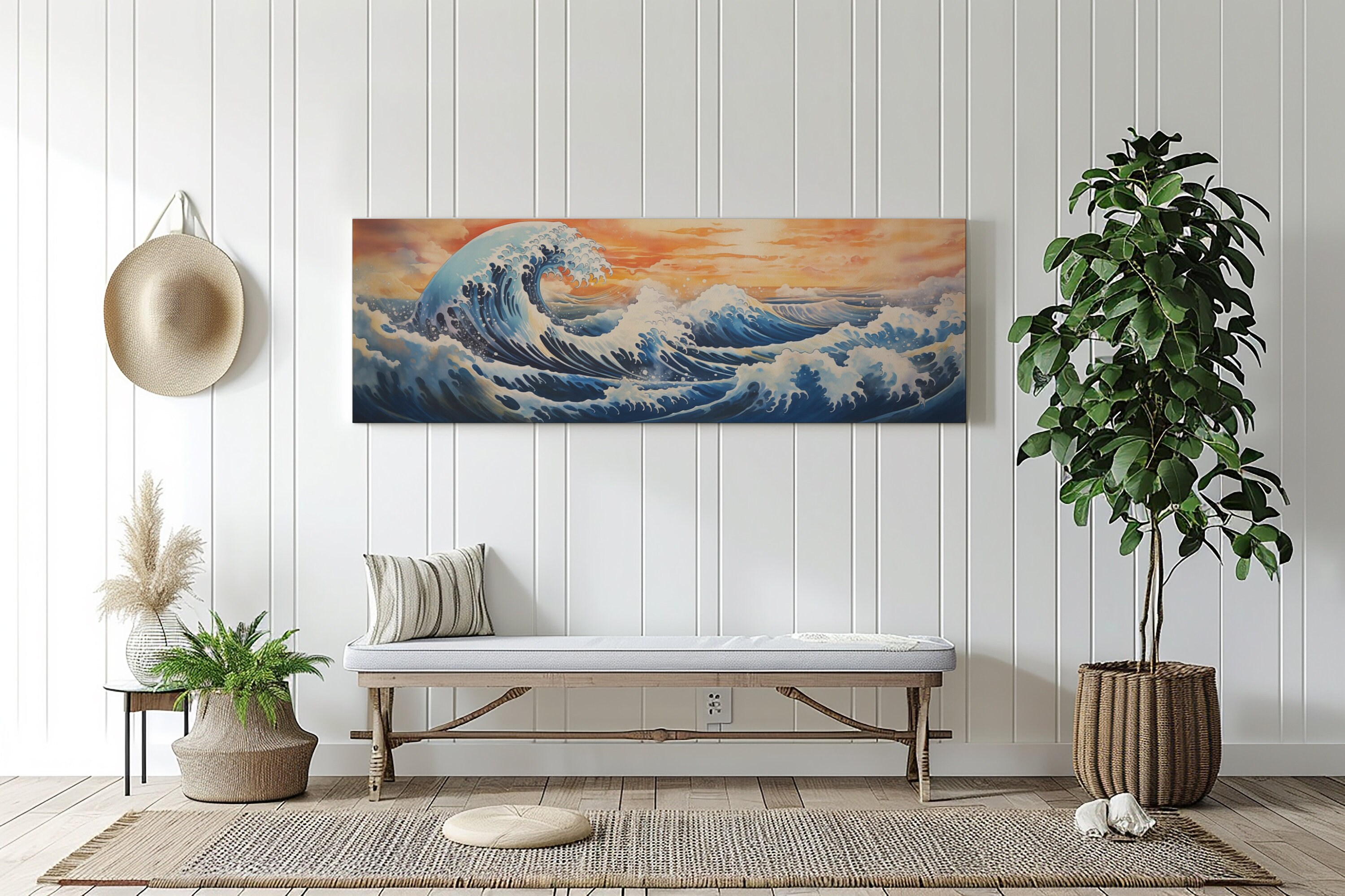 The Great Wave Panoramic Wall Art Sea Waves Canvas Prints Framed ...