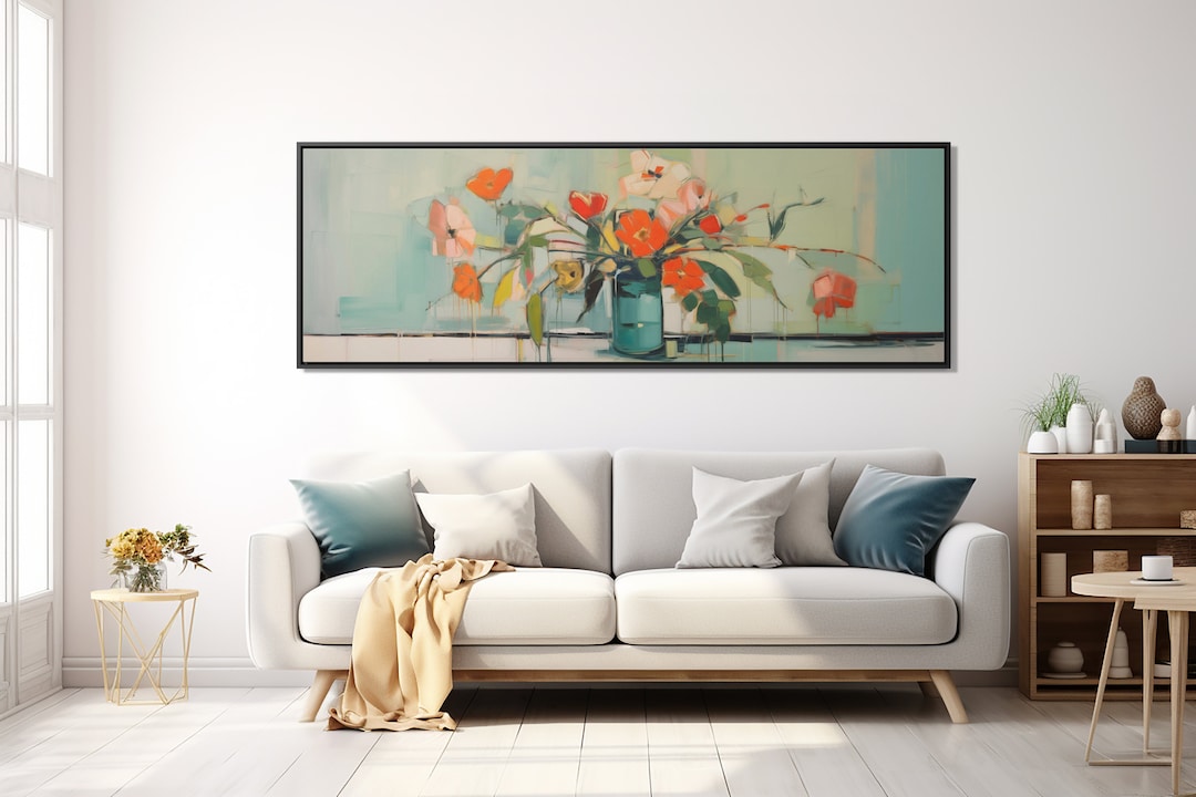 Floral Harmony Long Narrow Canvas Art Panoramic Wall Art Large ...