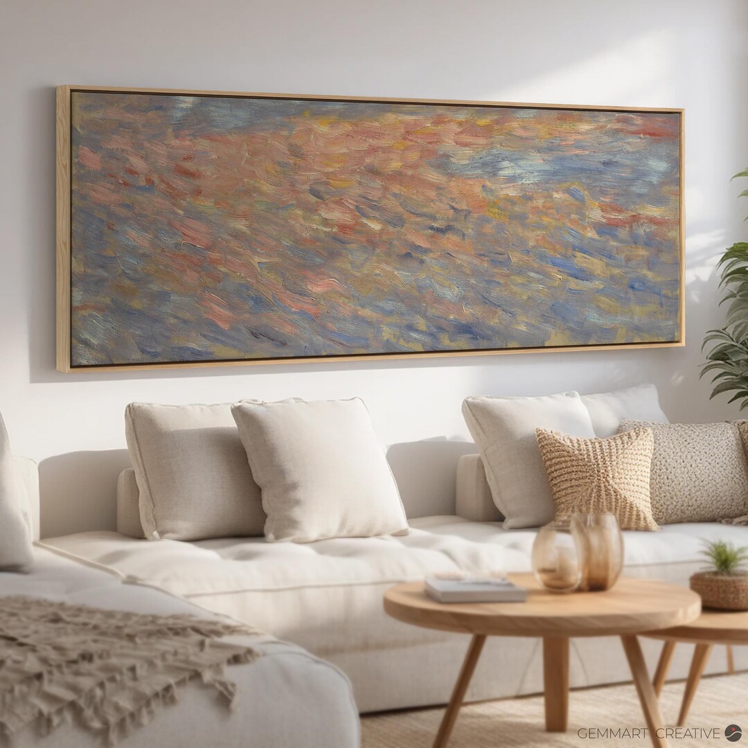 Large Abstract Sunset Painting Wall Art | Warm Tone Sunrise Landscape ...