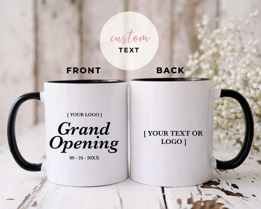 Personalized Grand Opening Mug, Custom Company Mug Logo, Corporate ...