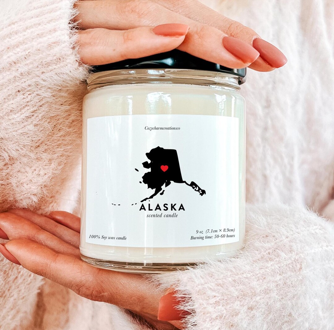 Alaska State Candle, Candle With Alaska Map Perfect Gift Idea, Alaska ...