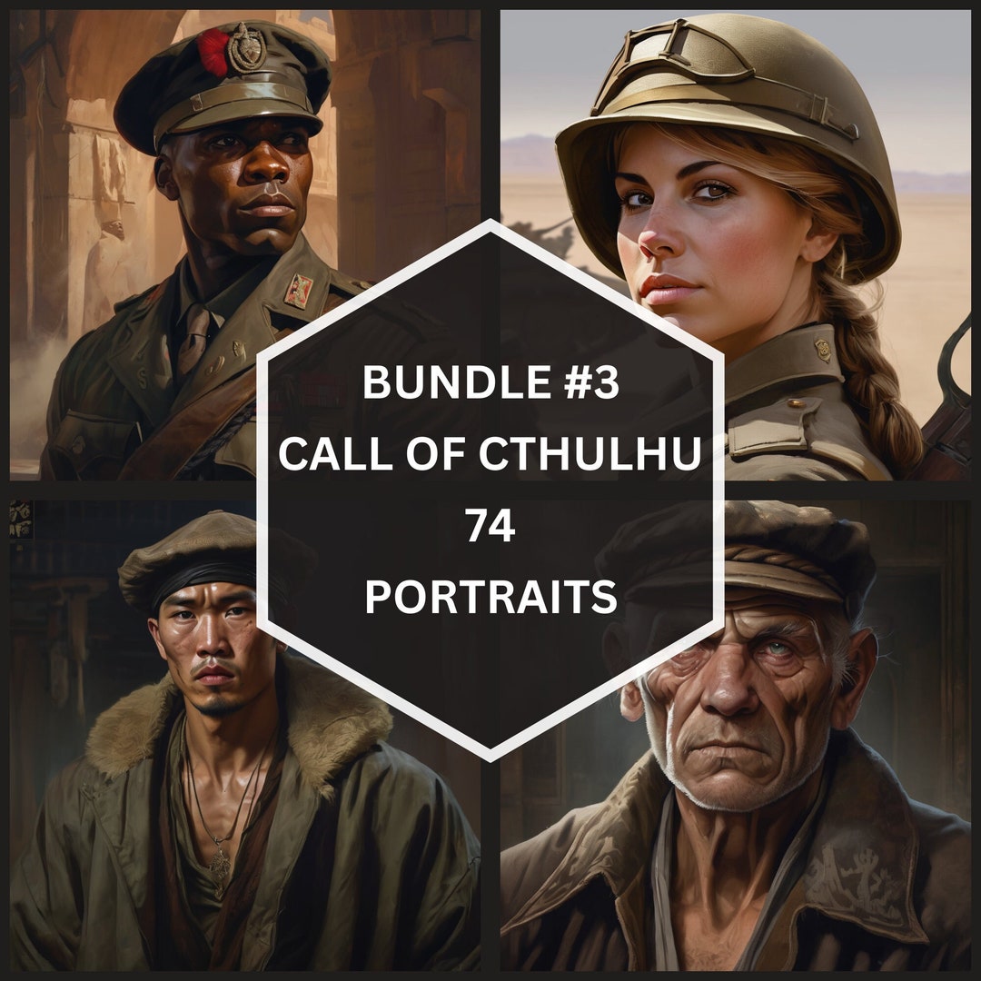 74 Characters Portraits, Call of Cthulhu, Lovecraft Digital Art, Bundle ...