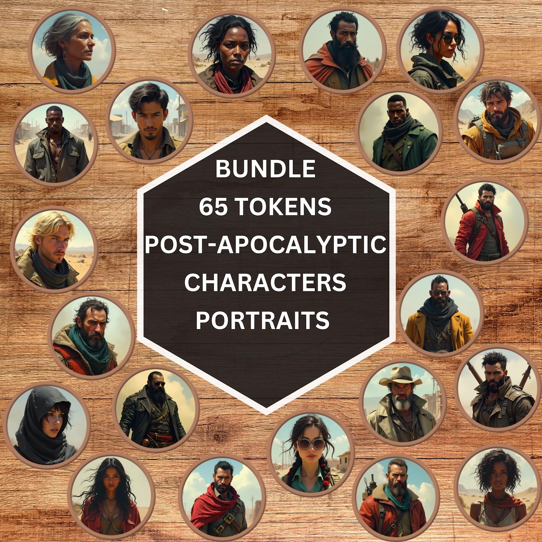 65 Post-apocalyptic Tokens, Characters, Aftermath, Gamma World ...
