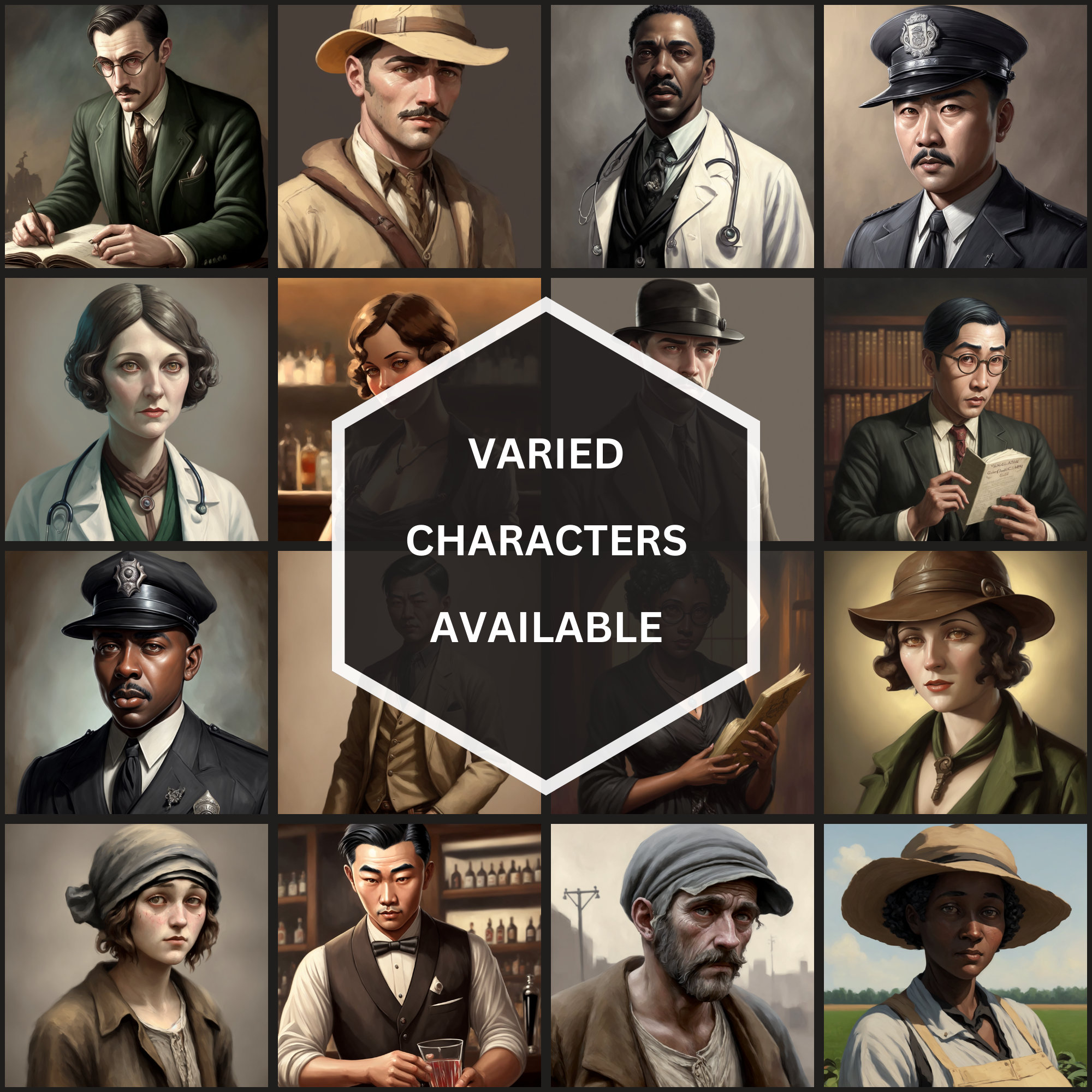50 Characters Portraits, Call of Cthulhu, Lovecraft Digital Art, Bundle ...