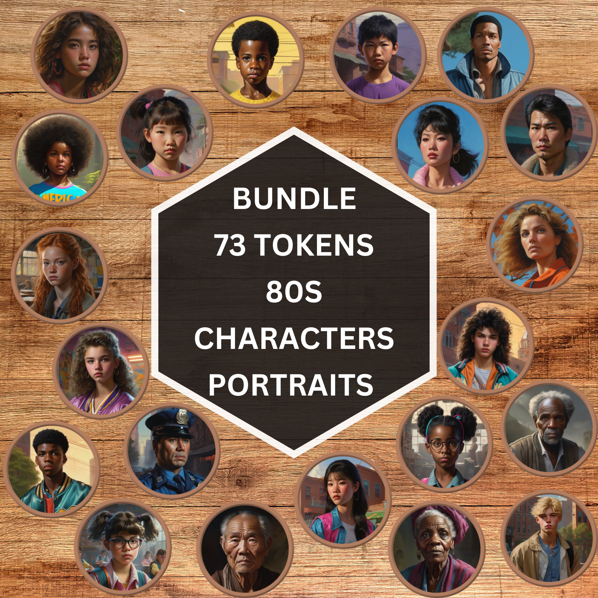 80s Character Tokens, TTRPG Portrait Art (digital Download) - Etsy