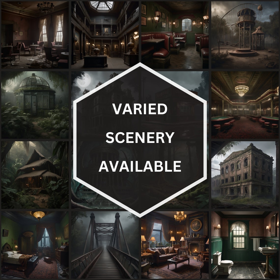 71 Call of Cthulhu Scenery Bundle 2, Lovecraft Digital Art, Bundle, RPG, 20s, Images, VTT, Coc ...