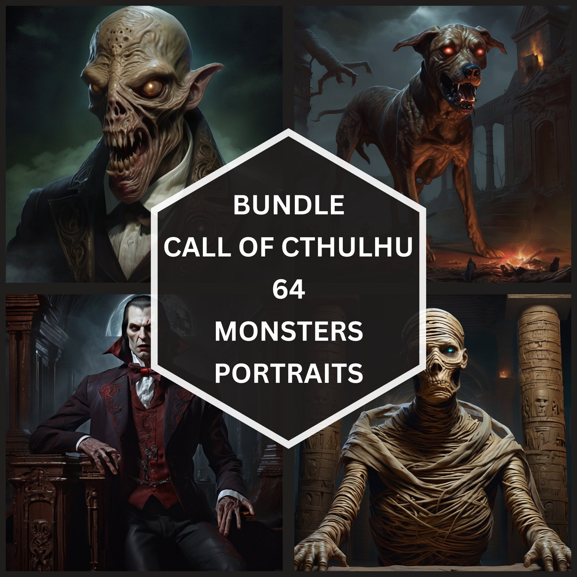 64 Monster Portraits, Call of Cthulhu, Lovecraft Digital Art, Bundle ...