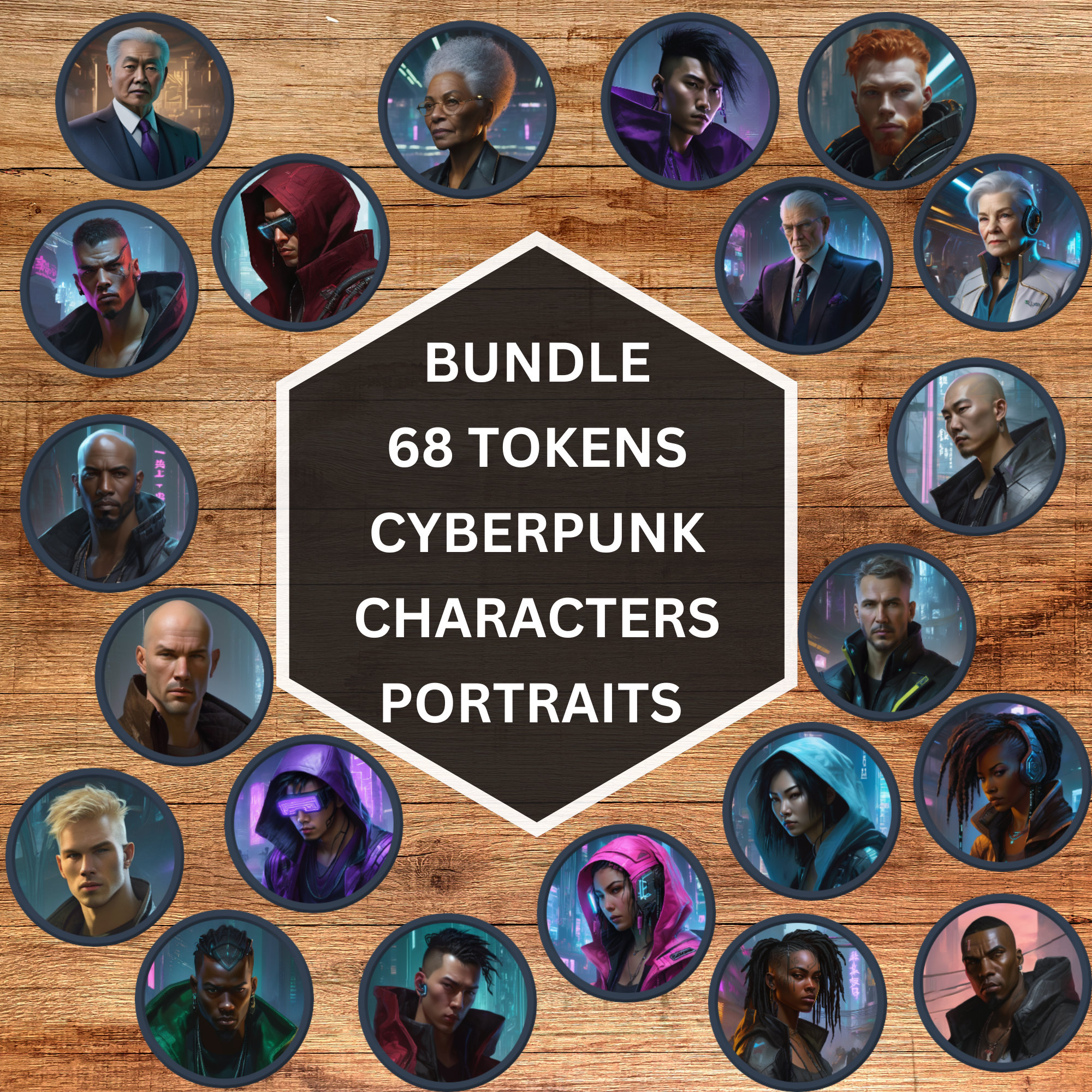 68 Cyberpunk Tokens, Characters, Shadowrun, Cyberpunk 2020, Scifi ...