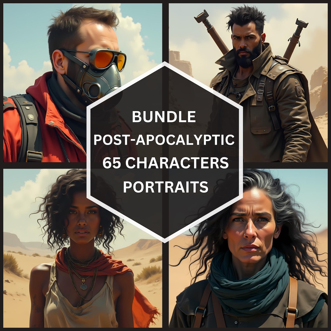 Post-apocalyptic Characters Portraits, Digital Art, Bundle, RPG ...