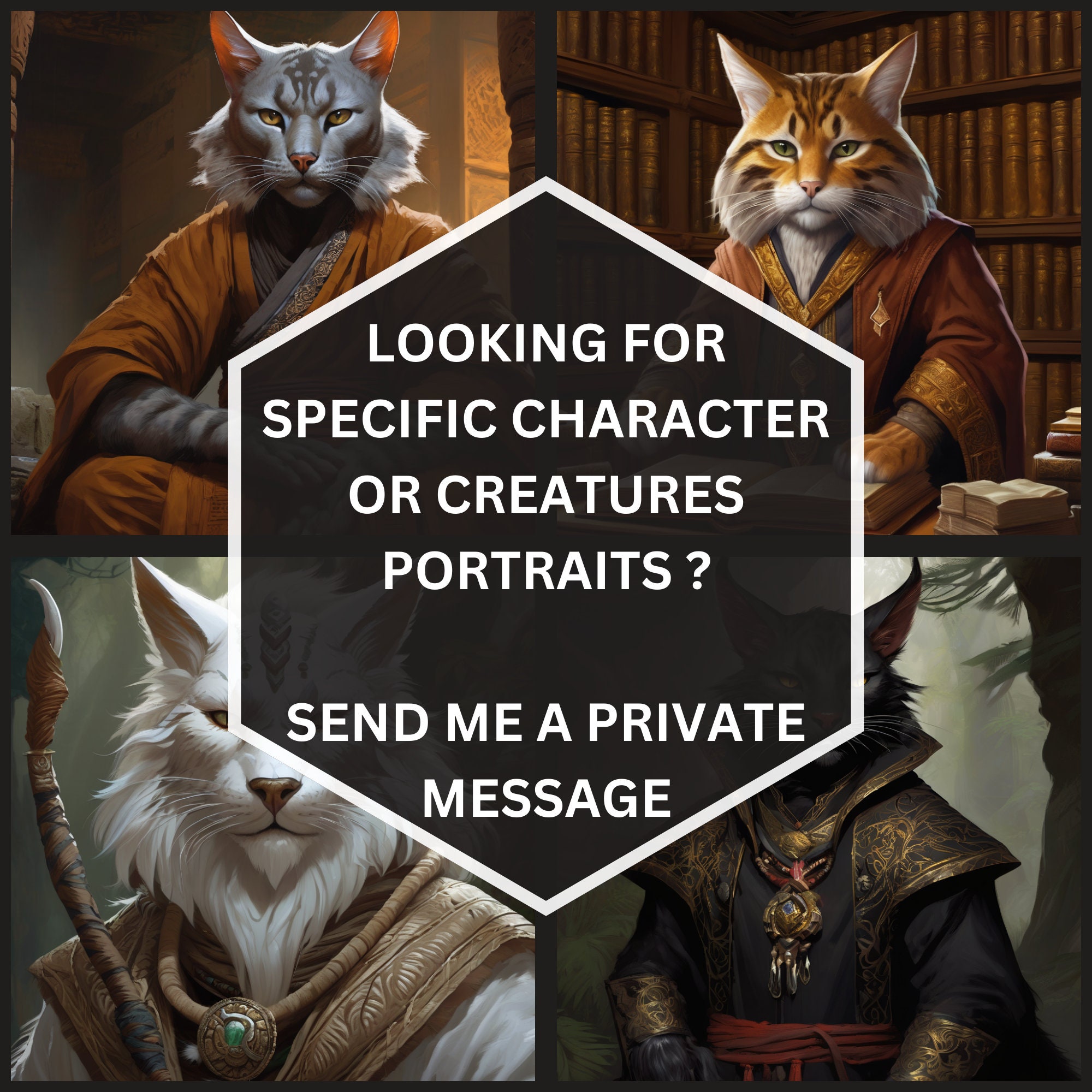 67 Tabaxi / Catfolk Portraits, Dnd, Digital Art, Bundle, RPG, NPC ...