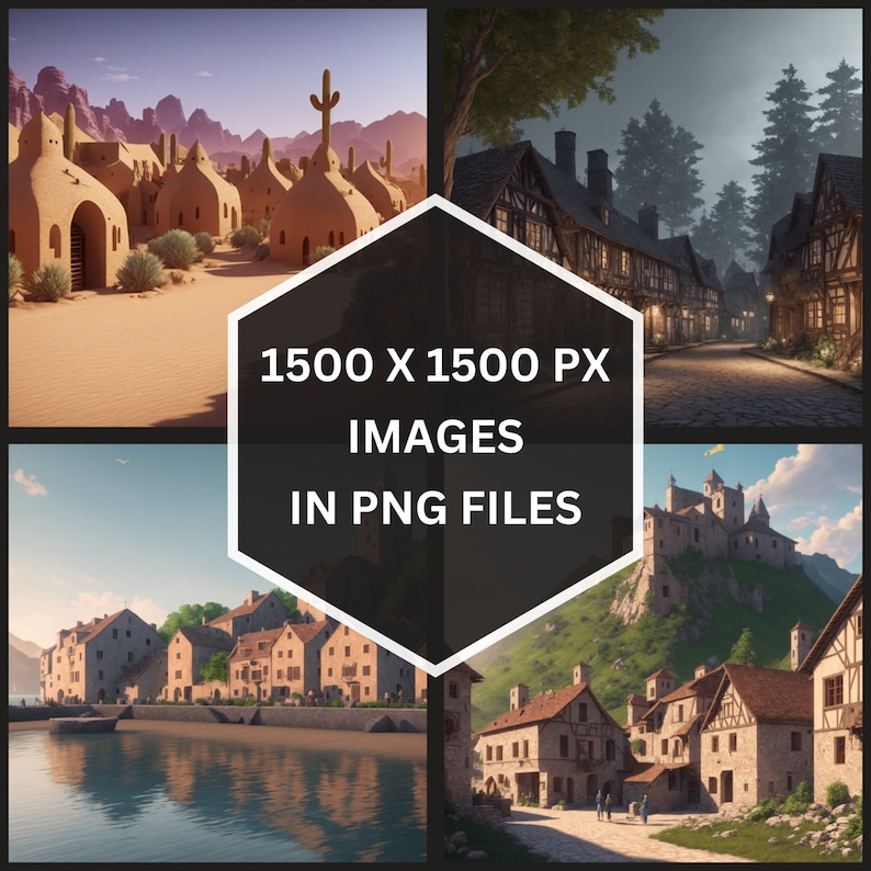 42 Fantasy City Images, Digital Art, Dnd Picture Bundle, Instant ...