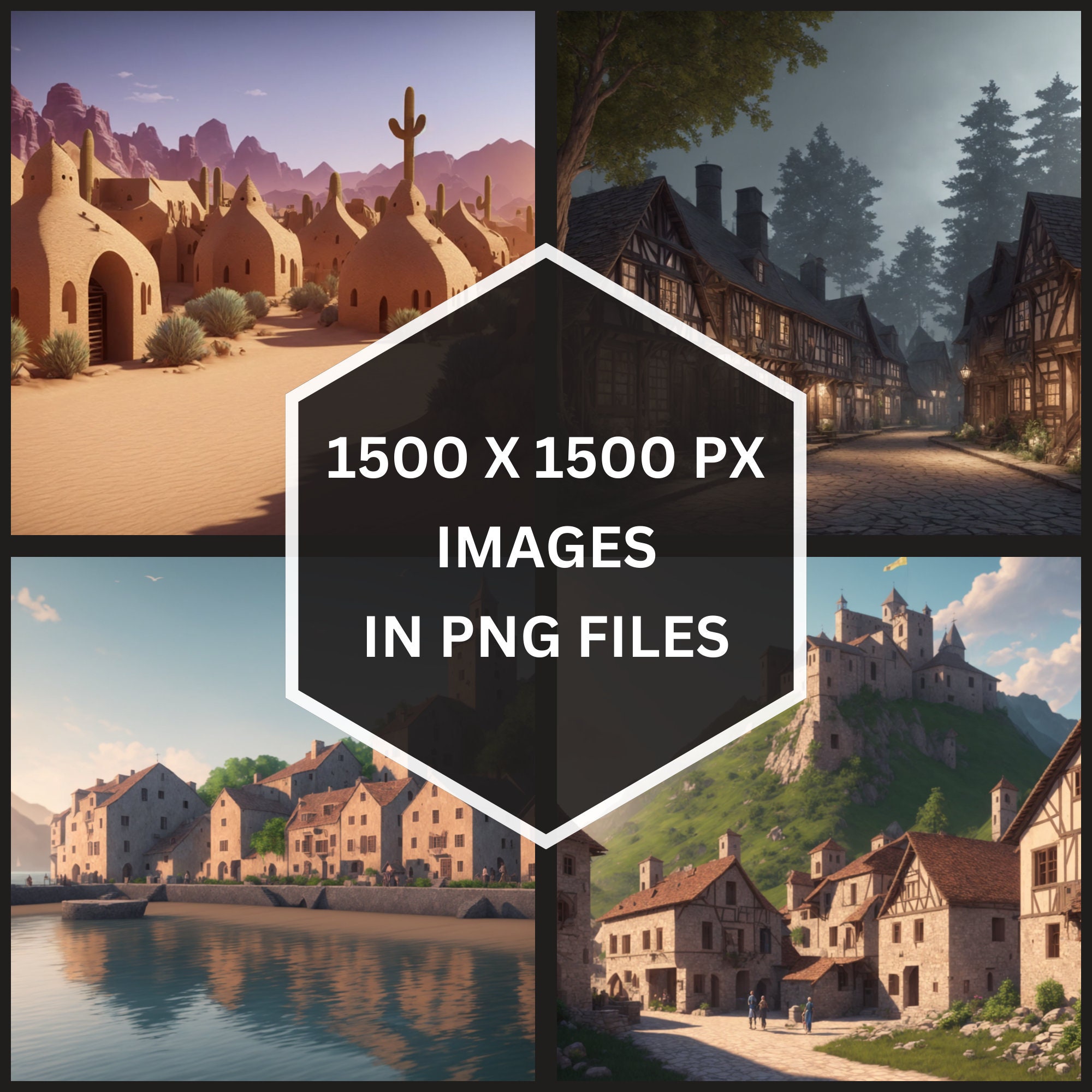 42 Fantasy City Images, Digital Art, Dnd Picture Bundle, Instant ...