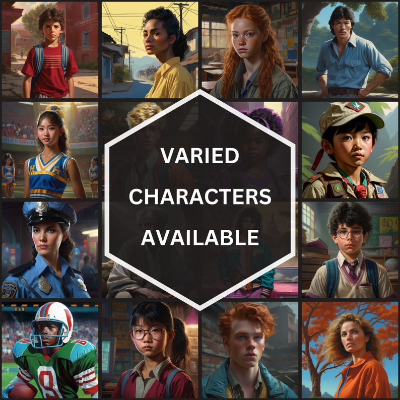 70+ Characters Portraits, 80s Digital Art, Bundle, RPG, NPC, Player ...