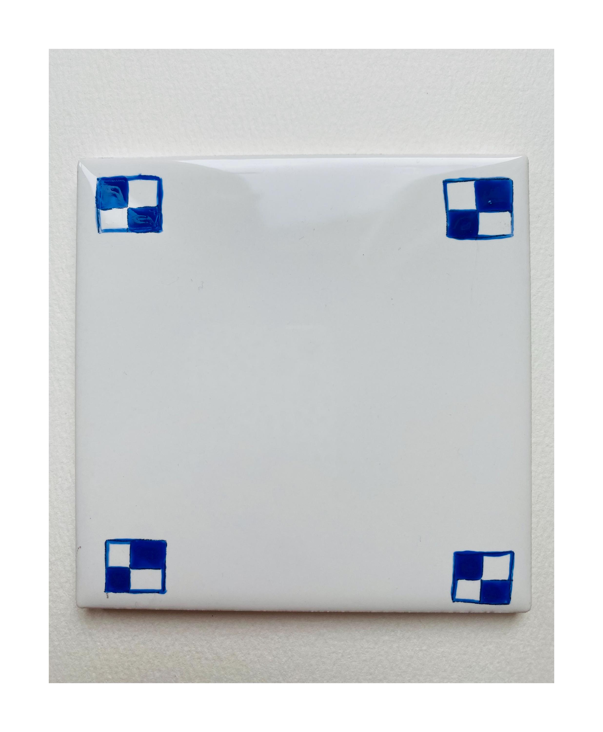 Checkered Corner ~ Delft Inspired, Hand-painted Blue and White Tile - Etsy