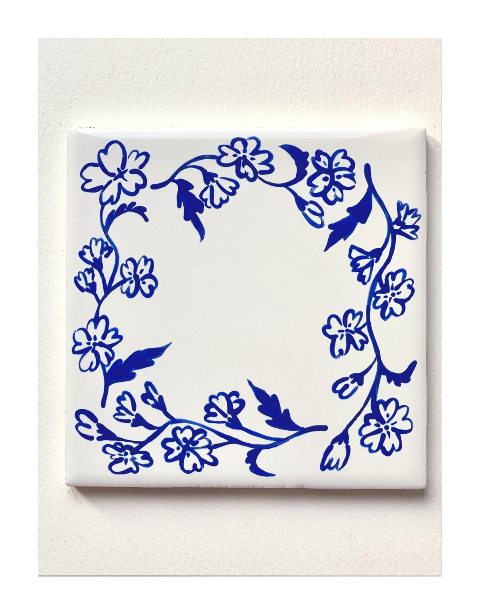 Trailing Border ~ Delft Inspired, Hand-painted Blue and White Tile - Etsy