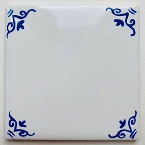 Oxtail Corner Delft Inspired, Hand-painted Blue and White Tile - Etsy