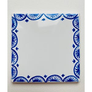Blue Lace Border ~ Delft Inspired, Hand-painted Blue and White Tile - Etsy
