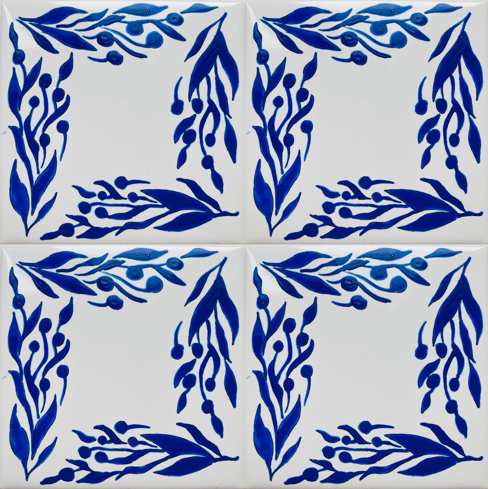 Somerset Floral Border ~ Delft Inspired, Hand-painted Blue and White ...