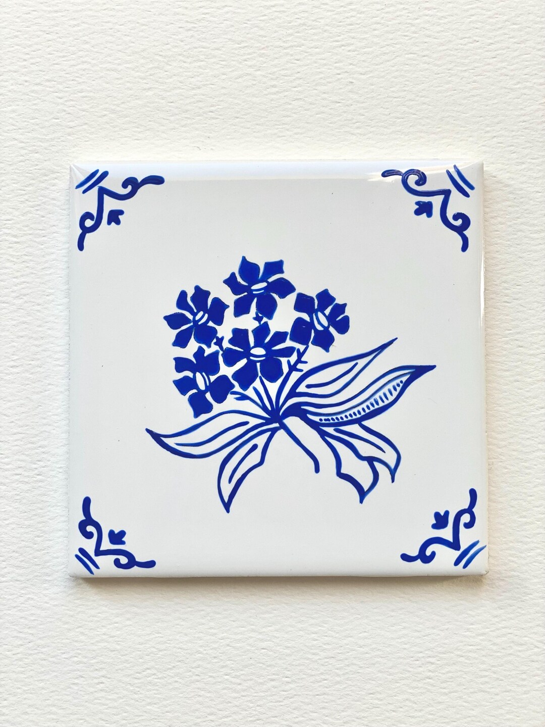 Orchardist ~ Delft Inspired, Hand-painted Blue and White Tile - Etsy