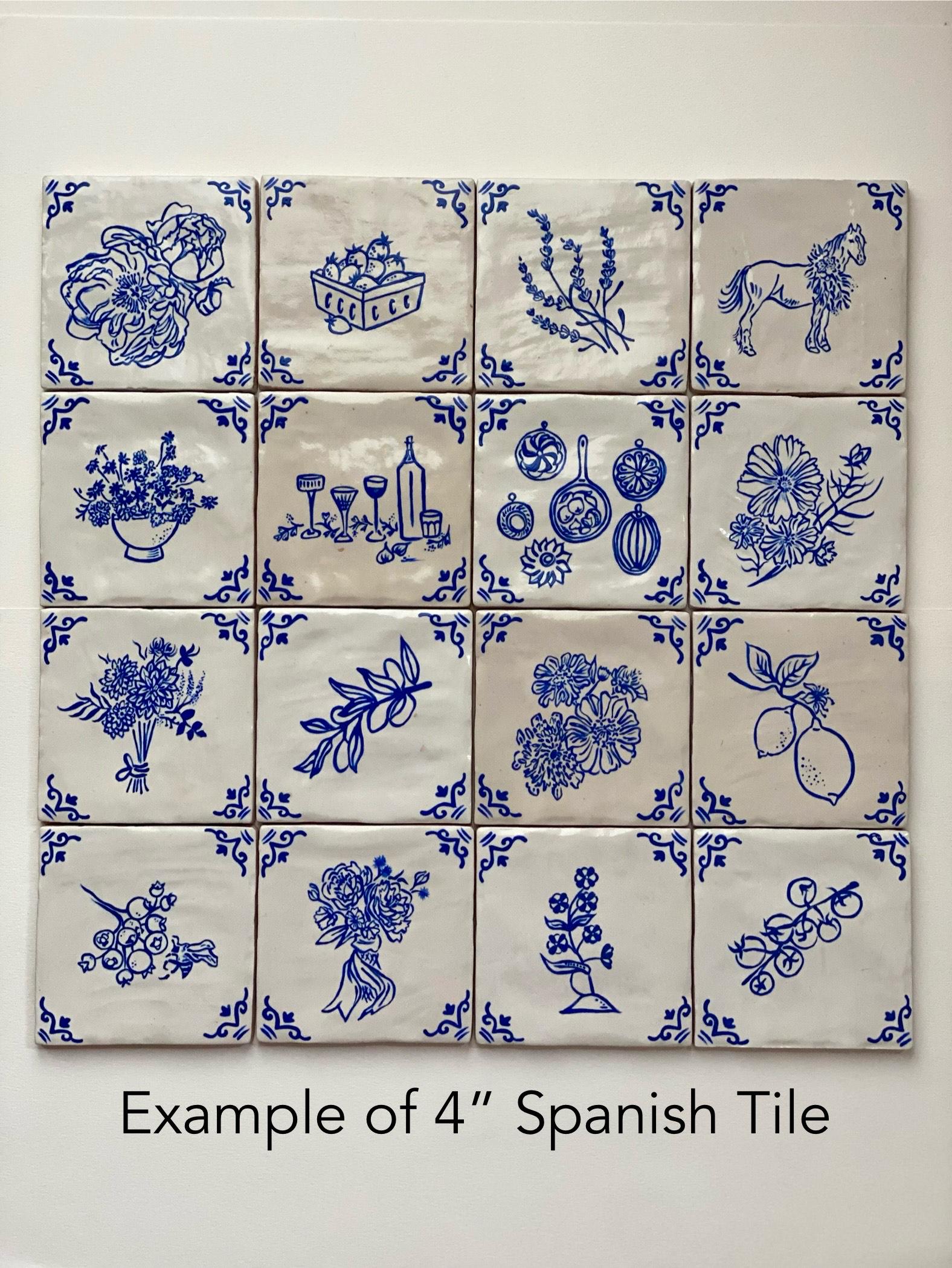 Somerset Floral Border ~ Delft Inspired, Hand-painted Blue and White ...