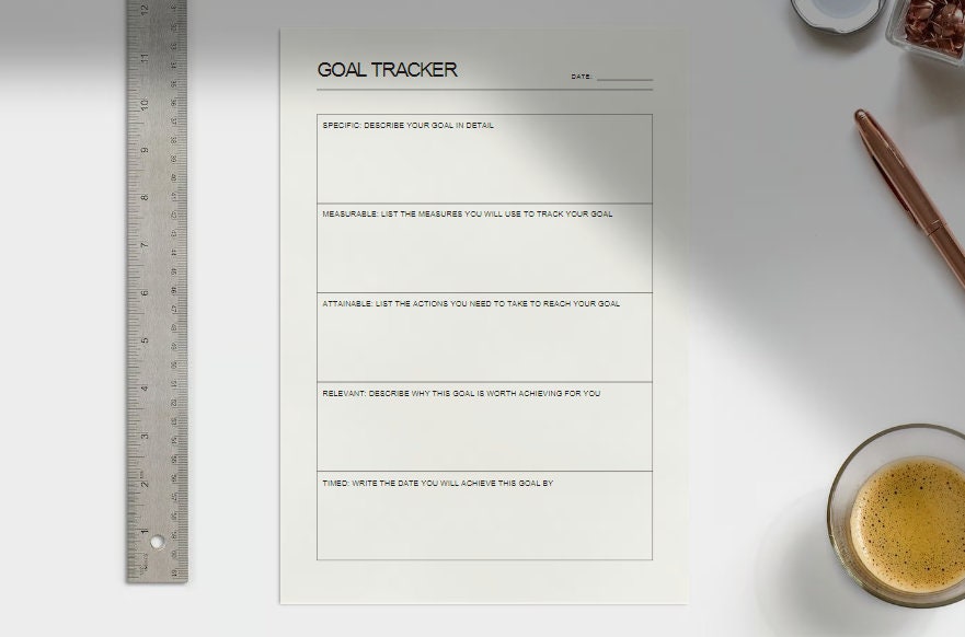 Goal Tracker Printable - Life Goal, Fitness Goal, Career Goal, Finance ...