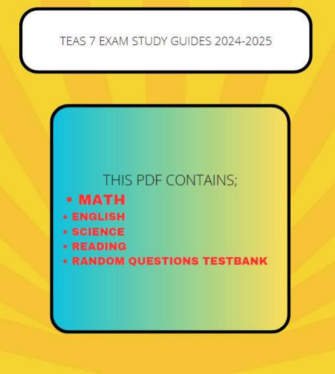 TEAS 7 Exam 2024-2025 (all Subject Questions&answers Pdf) - Etsy