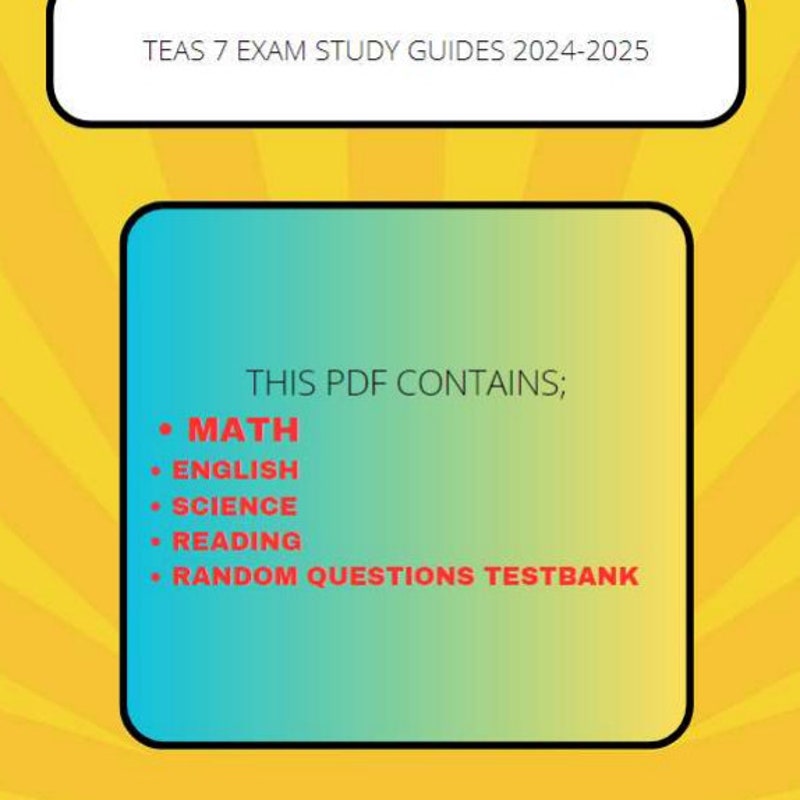 Teas Test Study Guide - Etsy