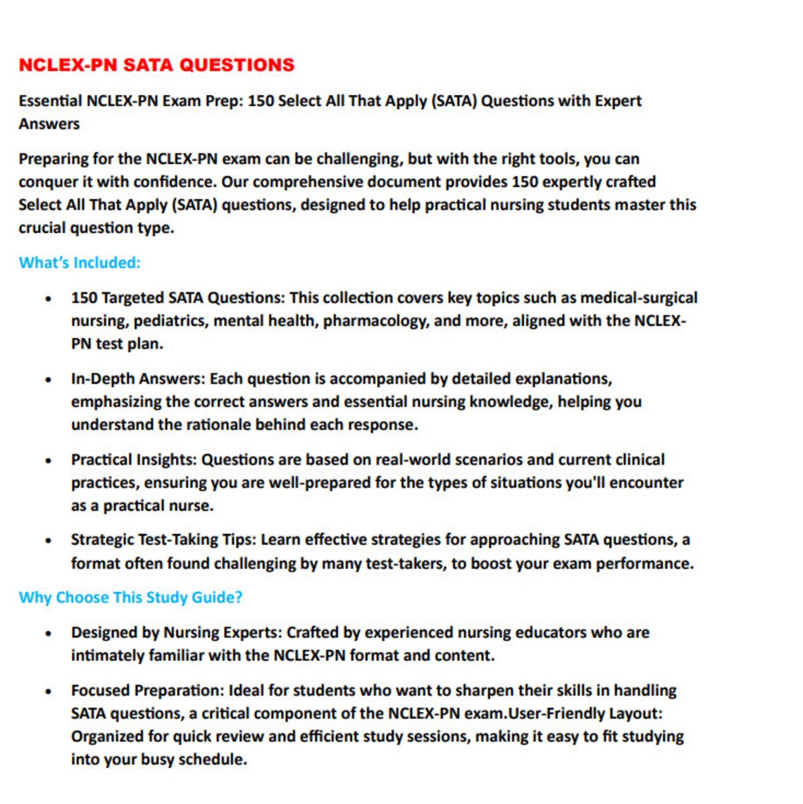 NCLEX-PN Comprehensive SATA Questions&answers - Etsy