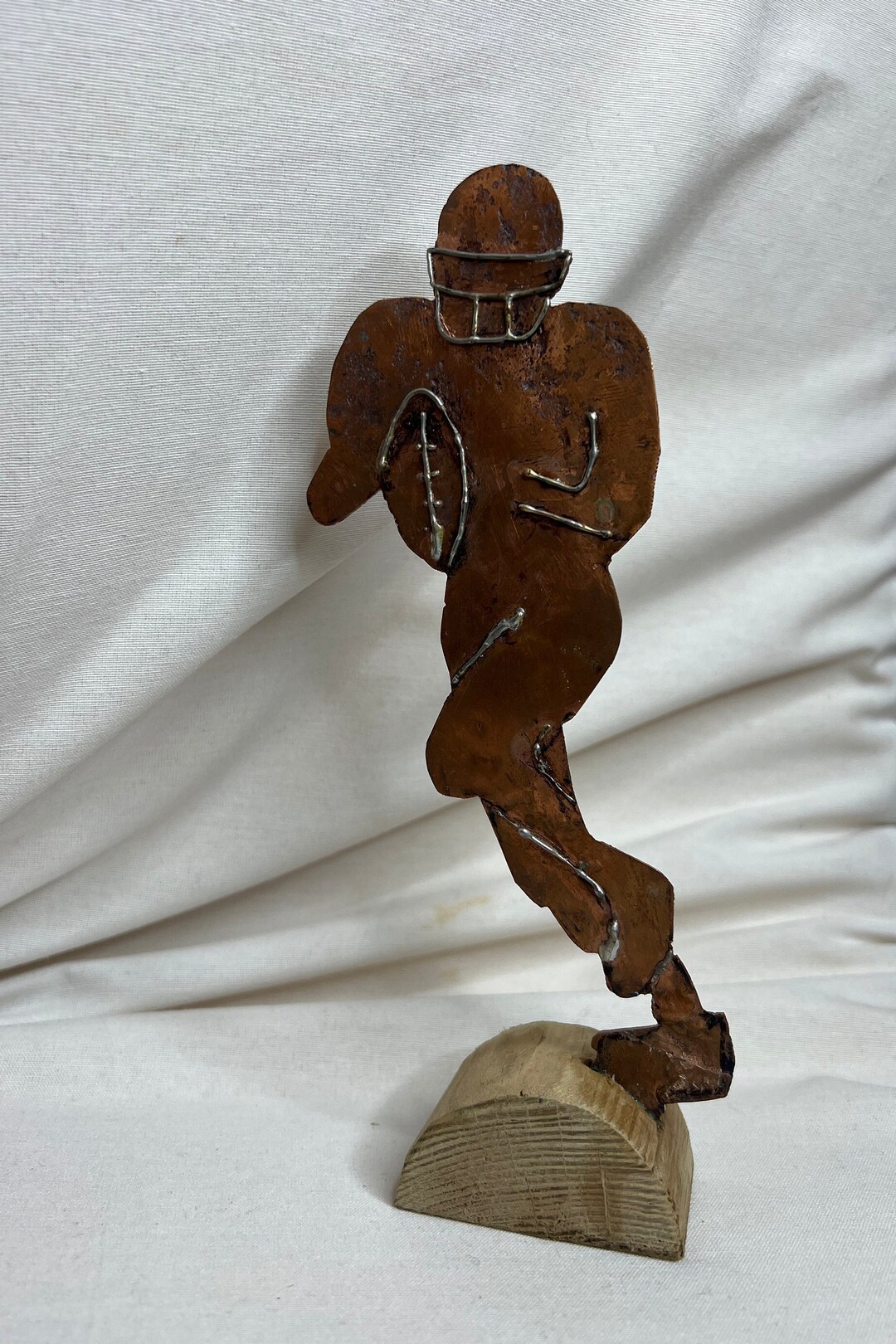 Handcrafted Copper Football Player Statue – A Unique Gift for Sports ...