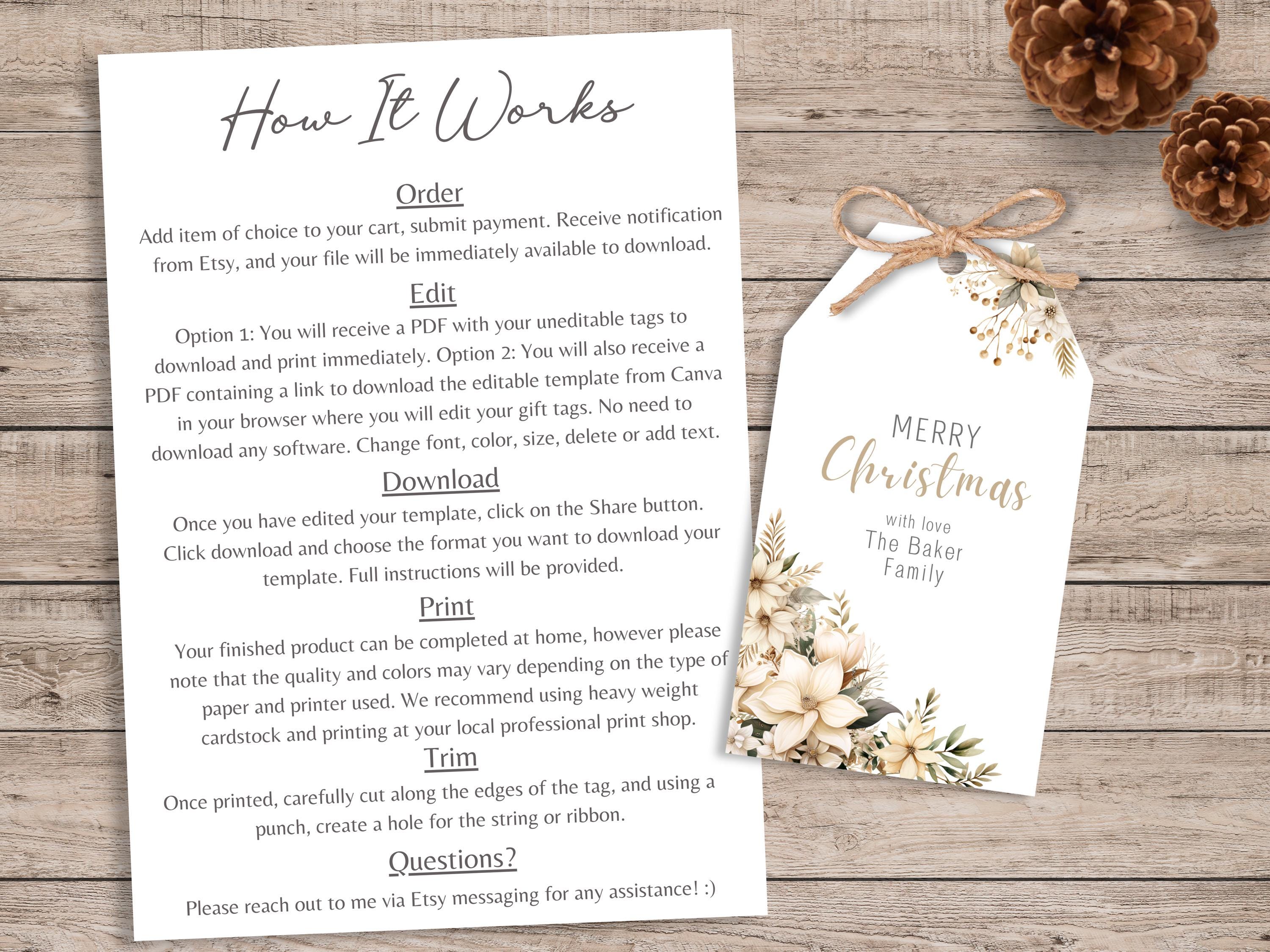 Printable Christmas Gift Tags, Boho Christmas, Elegant Boho, Editable ...