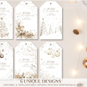 Elegant Christmas Gift Tags, Printable Holiday Favor Tags (editable) - Etsy