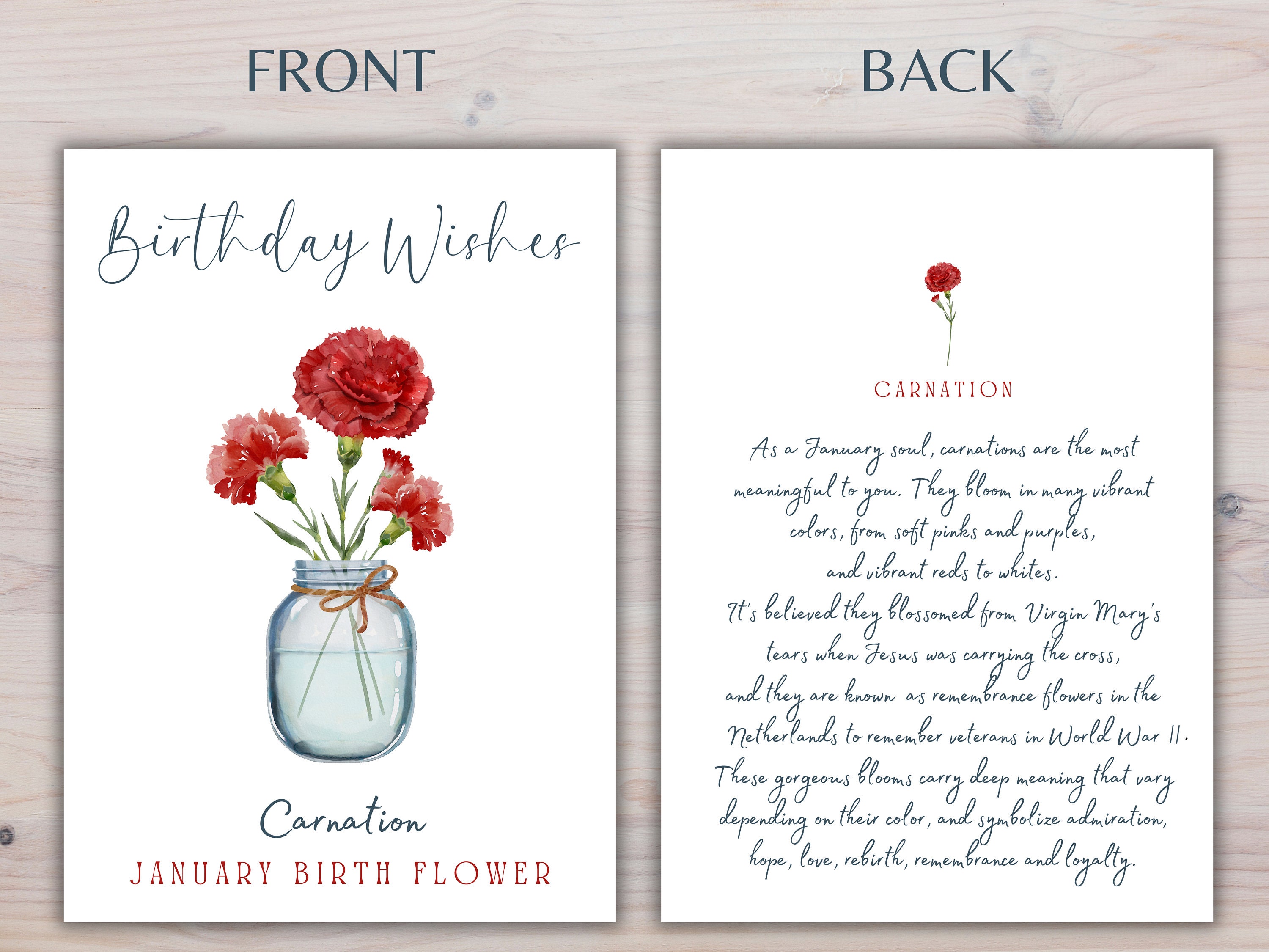 Birthday Card Printable, Birthday Card, Happy Birthday Birth Flower ...