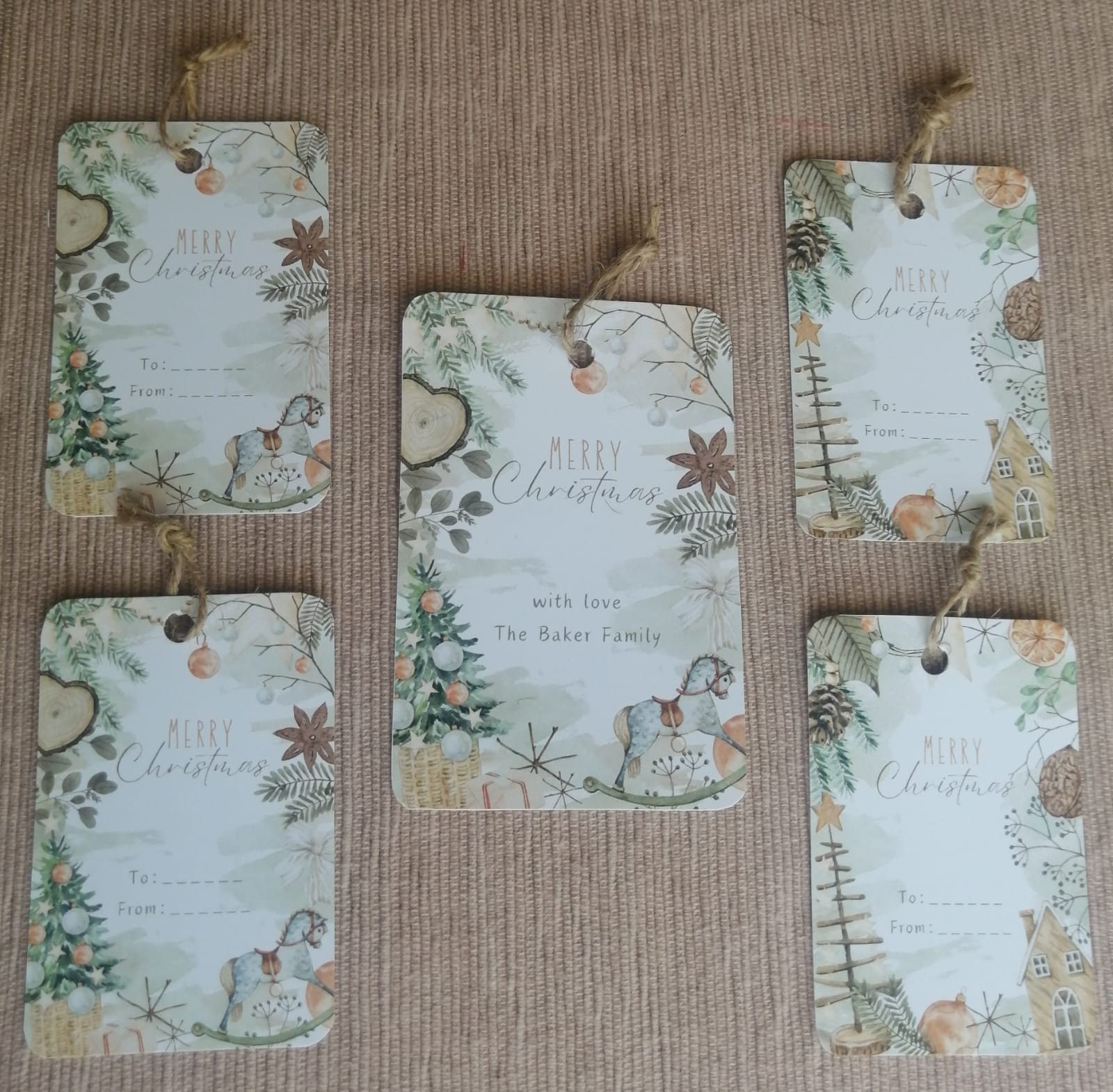 Rustic Christmas Gift Tags, Editable Watercolor Design (digital ...