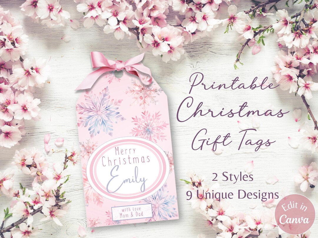 Printable Christmas Gift Tags, Rainbow Christmas Gift Tags, Pink ...