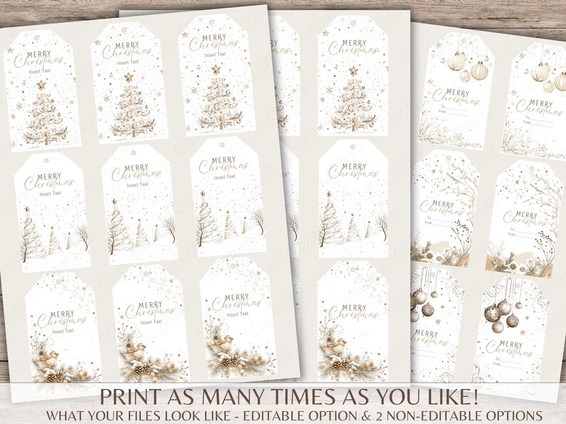 Elegant Christmas Gift Tags, Printable Holiday Favor Tags (editable) - Etsy