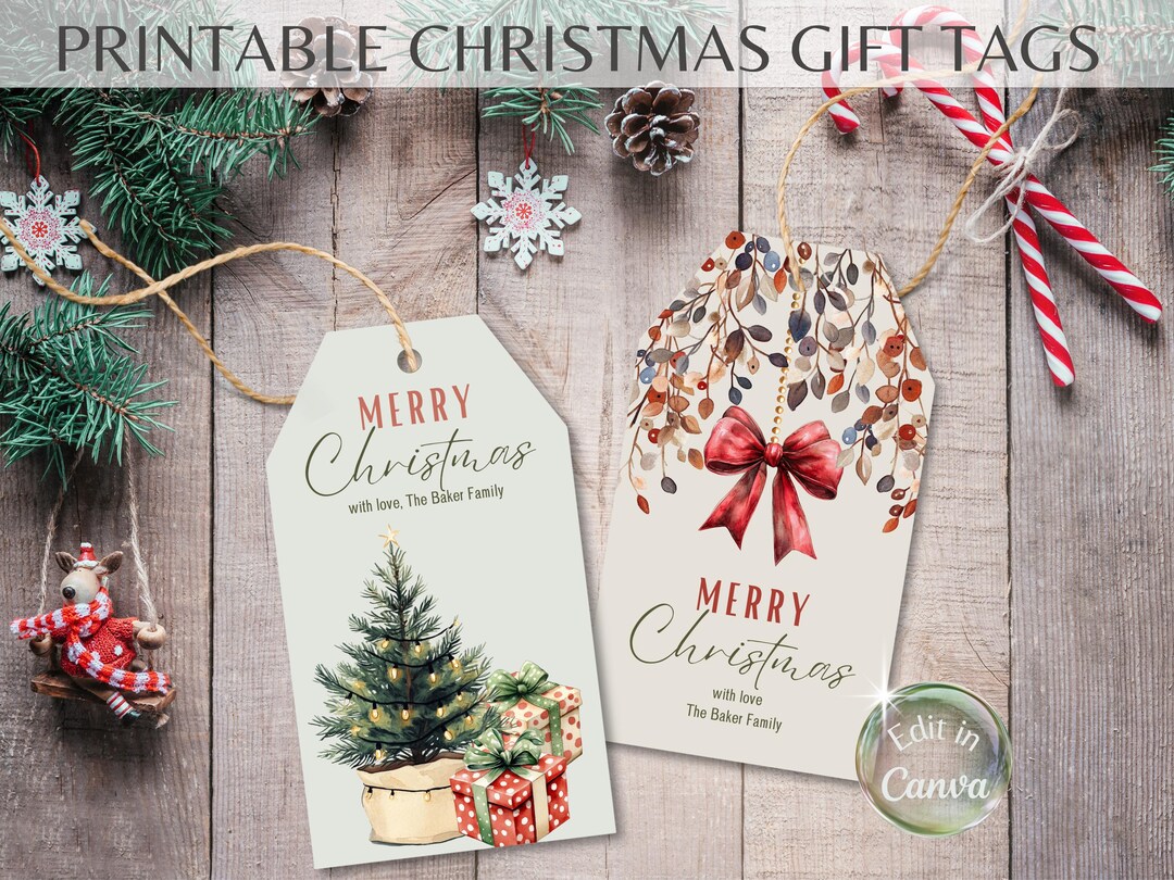 Christmas Gift Tags Printable, Rustic Christmas, Editable Christmas ...