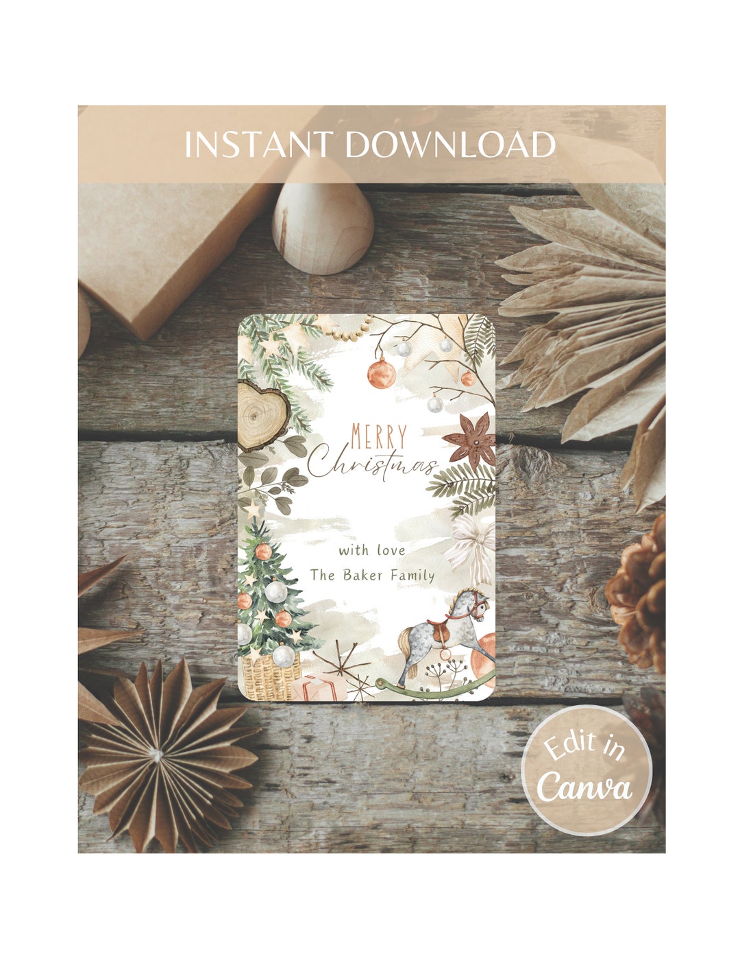 Printable Christmas Gift Tags, Editable Christmas Gift Tags, Rustic ...