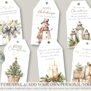 Christmas Gift Tags Printable, Boho Christmas, Editable Christmas Gift ...