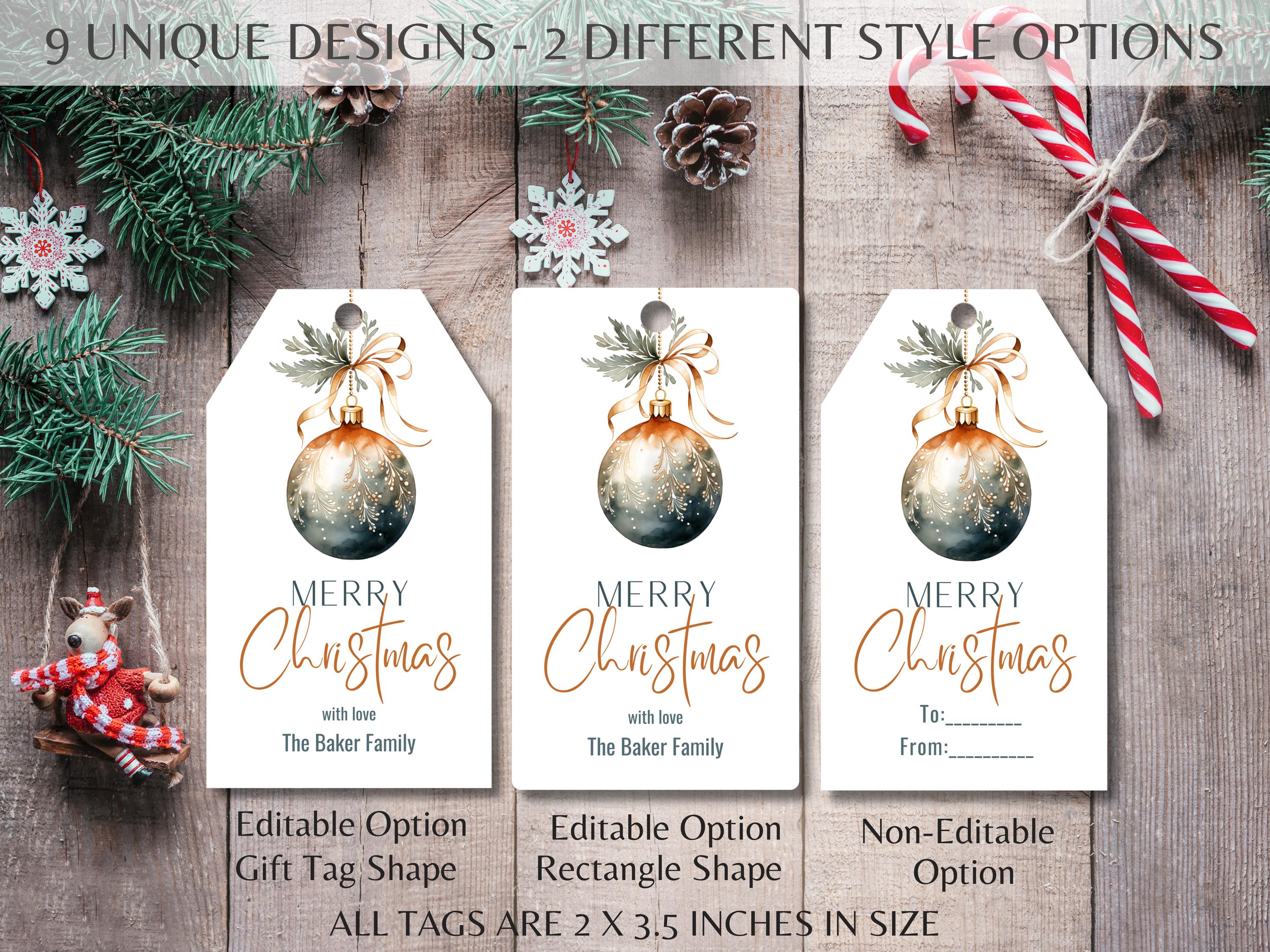 Printable Christmas Gift Tags, Elegant Christmas Gift Tags, Editable ...