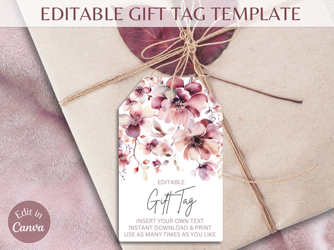 Editable Gift Tag Template, Elegant Mother's Day Gift Tags, Editable ...